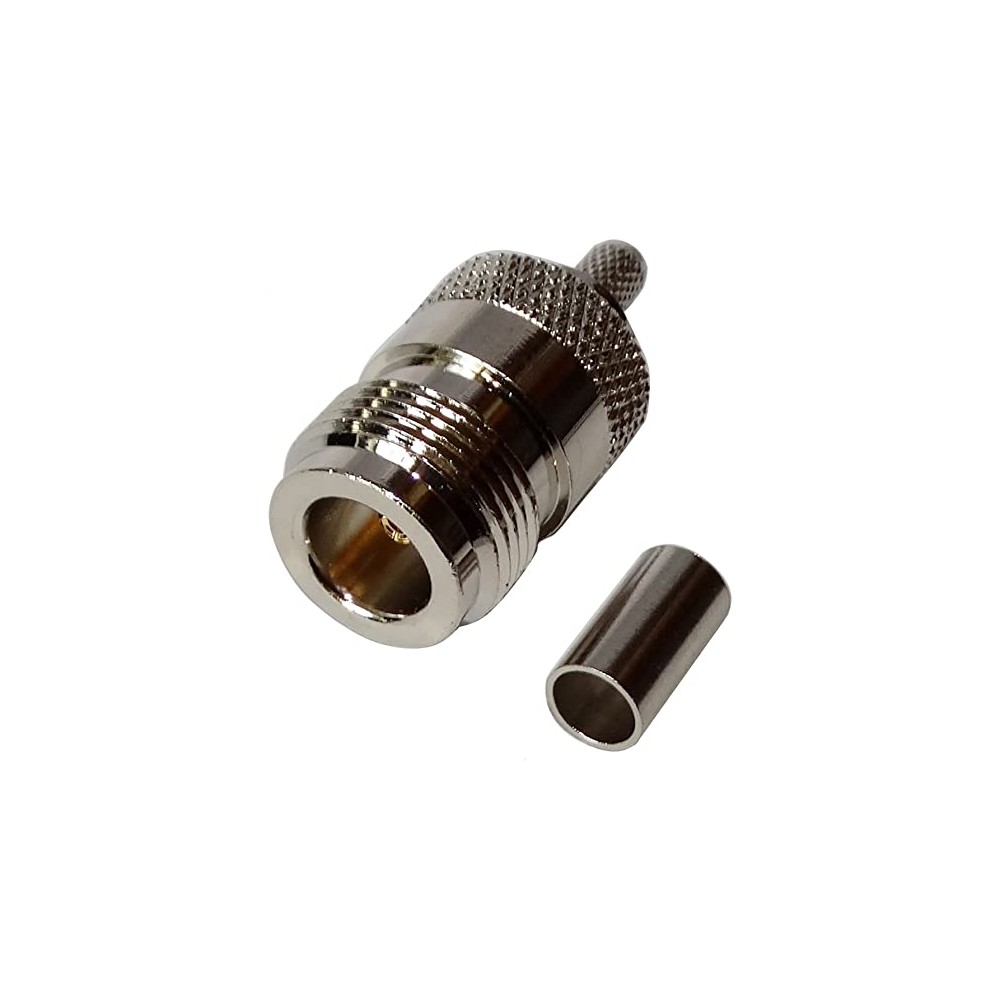 Female socket connector for RG58 cable to crimp